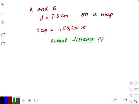 ⏩SOLVED:The distance between two cities A and B in a map is 7.5 cm ...