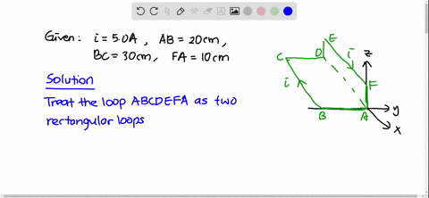 SOLVED:Figure 28-49 shows a current loop A B C D E F A carrying a ...