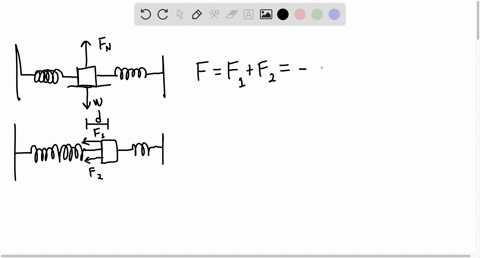 SOLVED:A 0.25-kg block oscillates between two 16-N / m springs, as ...