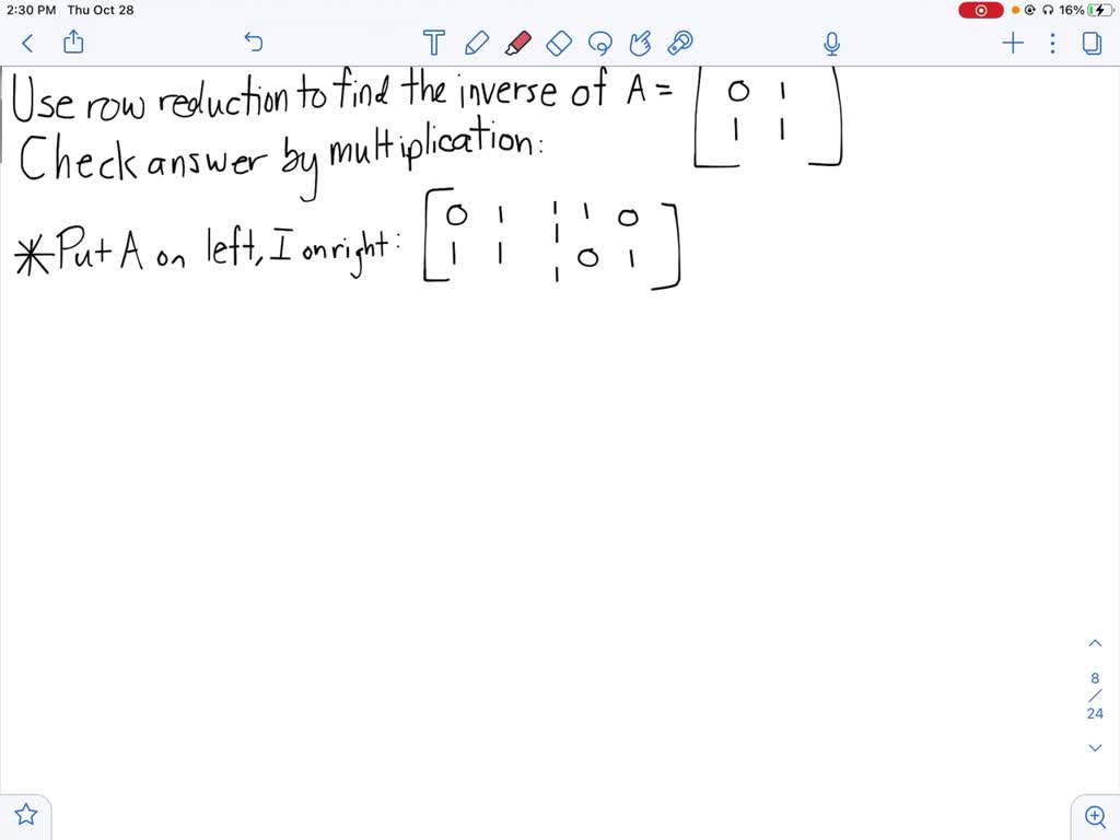 ⏩SOLVED:Use row reduction to find the inverses of the given matrices… | Numerade