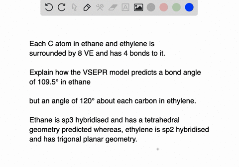 SOLVED:Each carbon atom in ethane and in ethylene is surrounded by ...