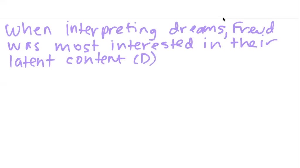 SOLVED:Explain the significance of dream analysis for Freud. Why did he ...