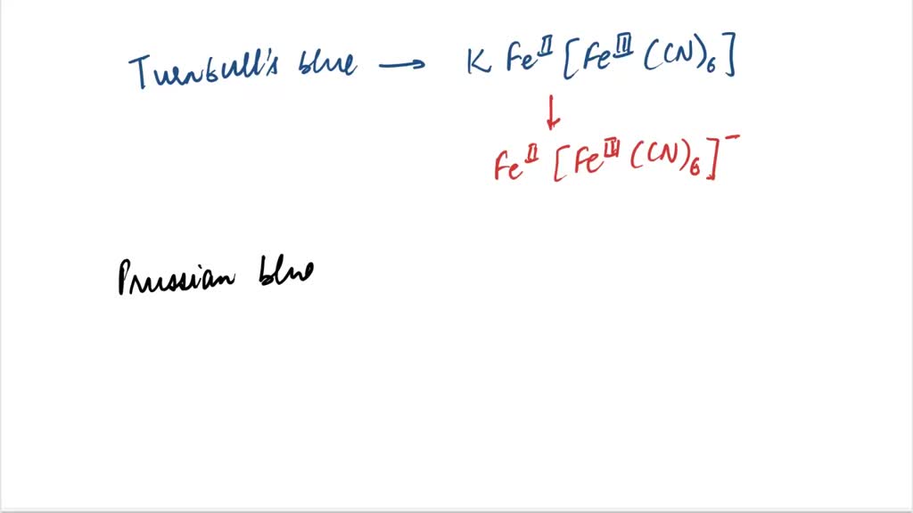 Turnbull's blue and Prussian's blue respectively are Fe^II[Fe^II(CN)6 ...