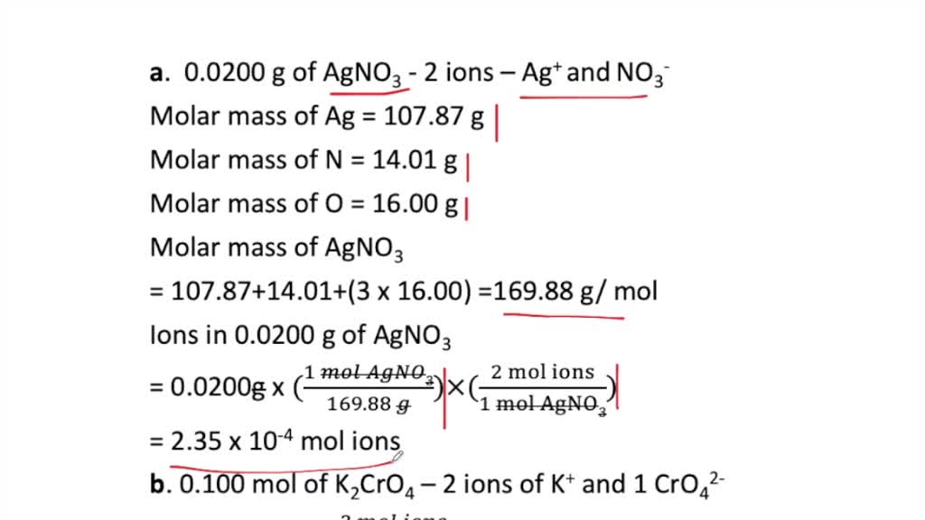 SOLVED How Many Moles Of Ions Are In Each Compound A 0 0200 G Of
