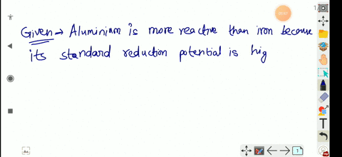 SOLVED:Aluminium is more reactive than iron because its standard ...