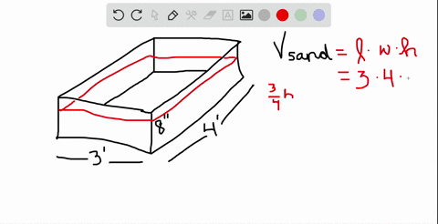 SOLVED:SANDBOX A rectangular sandbox is 3 feet by 4 feet. The depth of ...