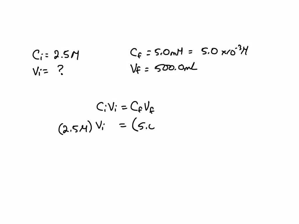 What volume of 2.5 M SrCl2 is needed to prepare 500.0 mL of 5.0 m M solution? | Numerade