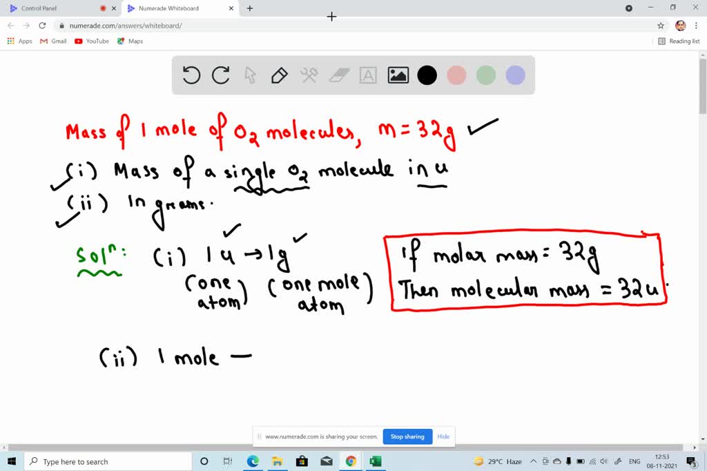 SOLVED:A mole of O2 molecules has mass 32 g (that is, the molecular ...