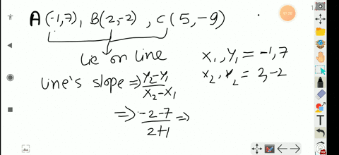 SOLVED:Determine whether the given points lie on a straight line. A(-1 ...