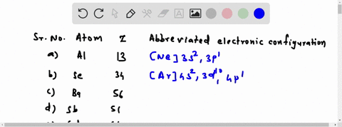 SOLVED:Write the abbreviated electron configurations for (a) Al, (b) Se ...