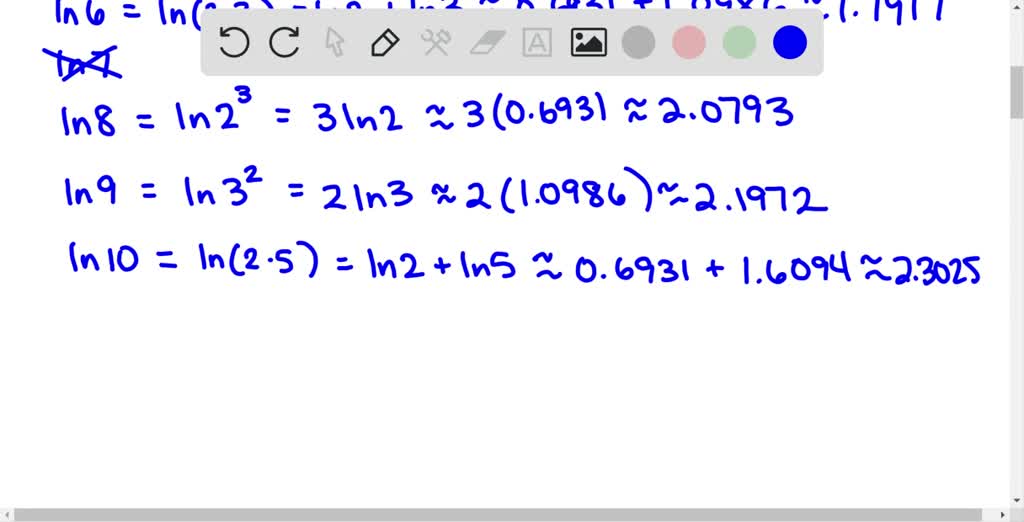 Estimate the natural logarithm of 10 using linear interpolation. (a) Interpolate between ln8=2. ...