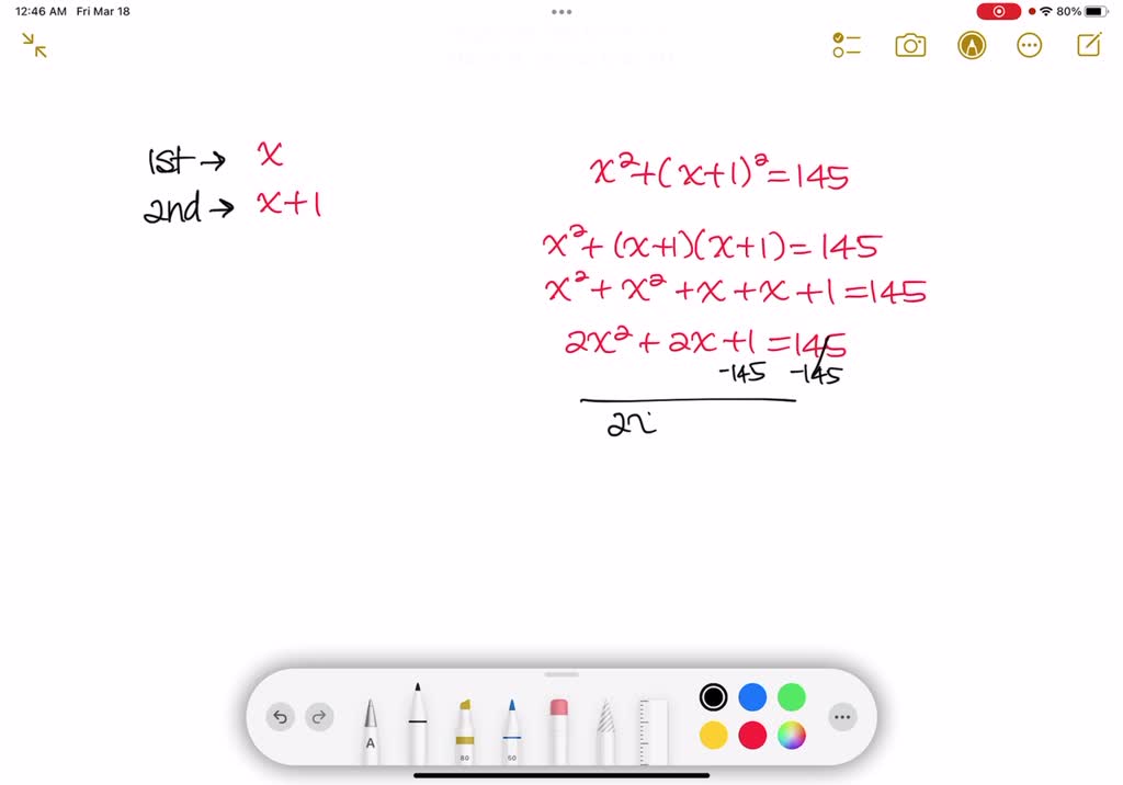 SOLVED:Set up an equation and solve each problem. Find two consecutive whole numbers such that ...