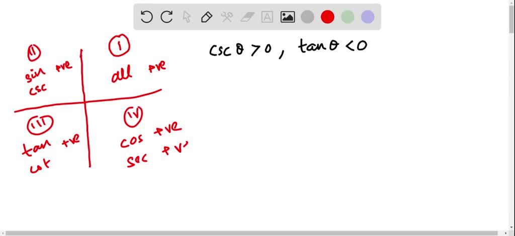determine the quadrant in which θlies.. cscθ>0, tanθ