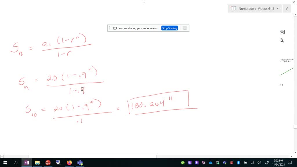 SOLVED:Use the formula for the sum of the first n terms of a geometric sequence to solve. A ...