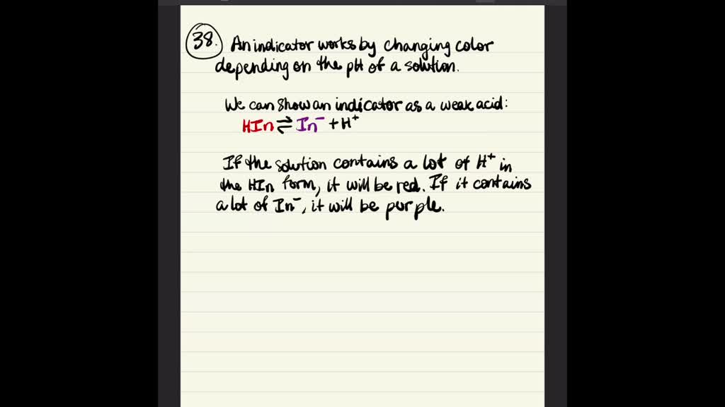SOLVED Describe How An Indicator Works Use A Chemical Equation In Your