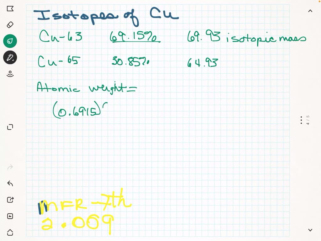 Copper metal has two naturally occurring isotopes: copper-63 (69.15% ...