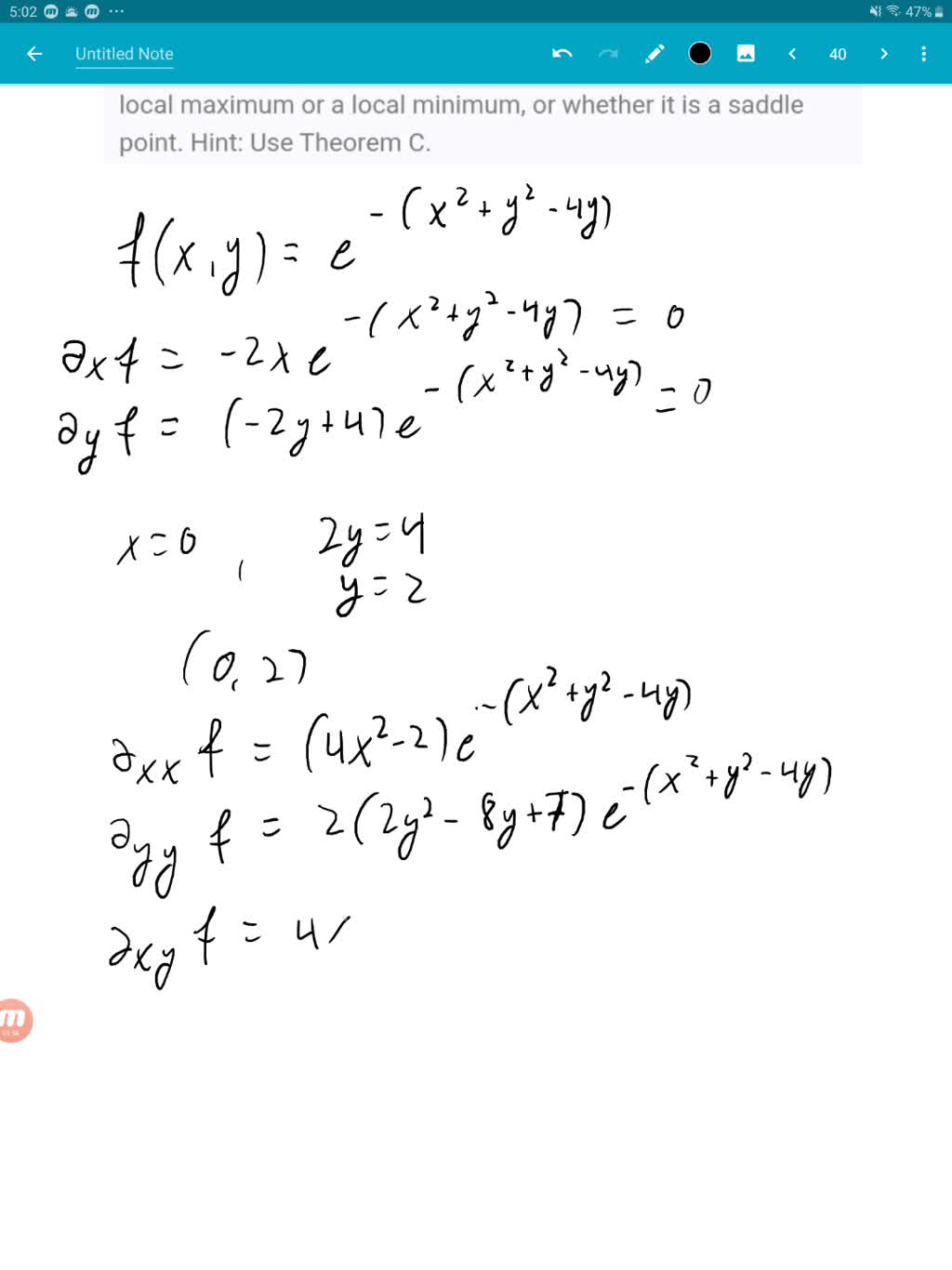 SOLVED A Show That 0 0 Is A Critical Point Of The Function F x Y