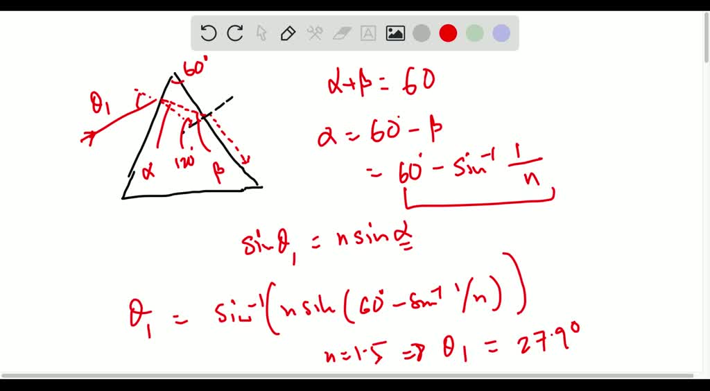 SOLVED:A triangular glass prism with apex angle \Phi has index of refraction n . (See Fig. P35 ...