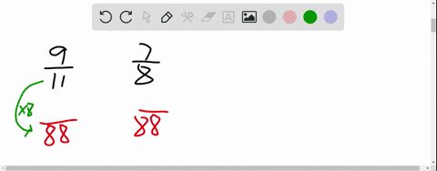 SOLVED:Place the correct symbol, , between the two numbers. (9)/(11) (7 ...