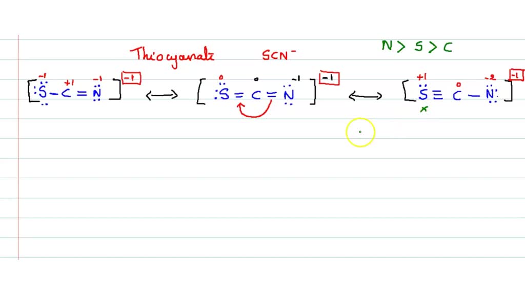 SOLVED:Three resonance structures are possible for the thiocyanate ion ...