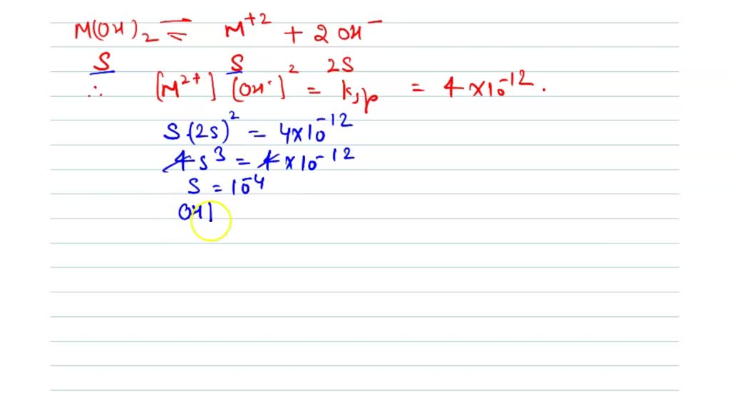 SOLVED:A(OH)2 is a partially soluble substance and its Ksp value is 4 × ...