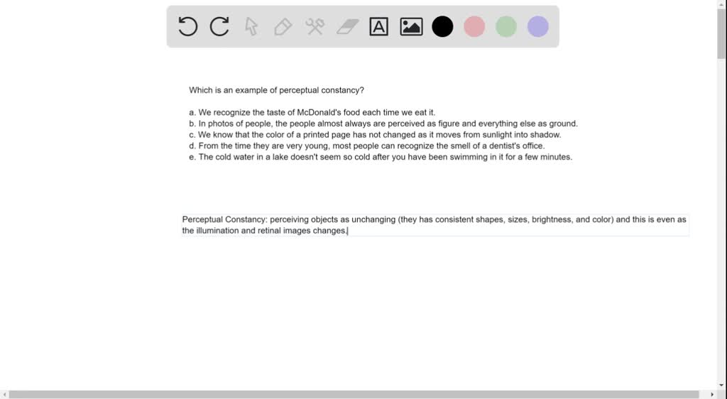 SOLVED:Identify each of the following visual perceptions as an example ...