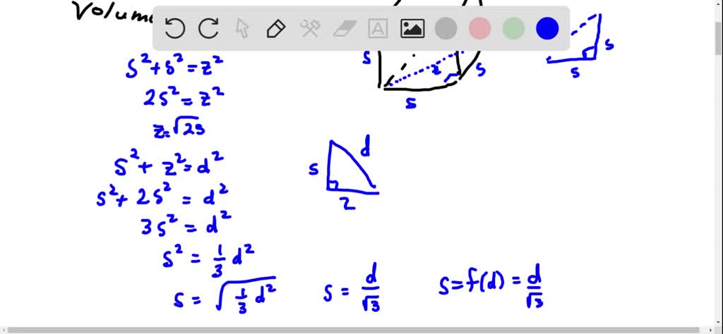 SOLVED:Express the edge length of a cube as a function of the cube's diagonal length d . Then ...