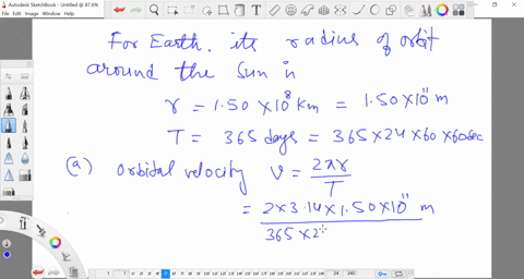 The radius of the earth's orbit around the sun (assumed to be circular ...