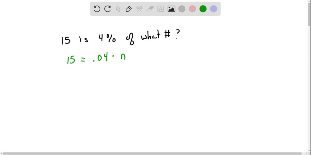 Solve Each Percent Problem 15 Is 4 Of What Number Numerade