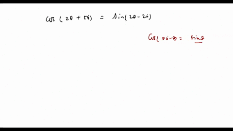 SOLVED:Find one solution for each equation. Assume all angles involved are acute angles. cos(2 θ ...
