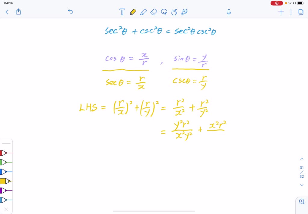 SOLVED:Given that x=\sec \theta+\tan \theta and y=\operatorname{cosec} \theta+\cot \theta, show ...