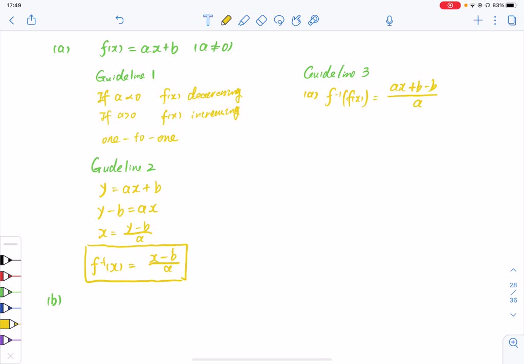 SOLVED:(a) Prove that the function defined by f(x)=a x+b (a linear ...