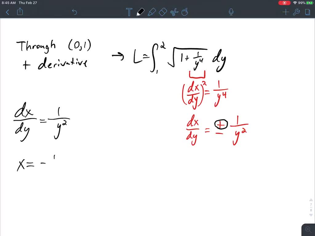 a. Find a curve with a positive derivative through the point (0,1) whose length integral ...