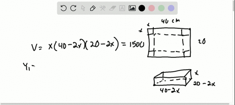 SOLVED:Volume of a Box An open box with a volume of 1500 cm^3 is to be ...