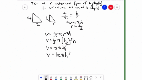 SOLVED:Water is flowing into a conical drinking cup that has an ...