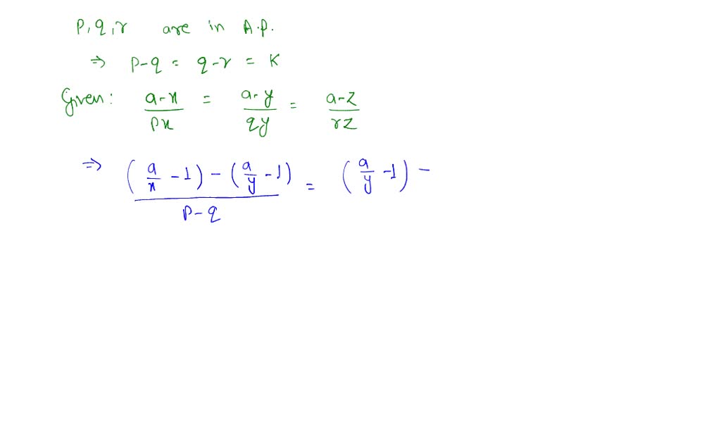 SOLVED:Let a be a fixed real number such that (a-x)/(p x)=(a-y)/(q y ...