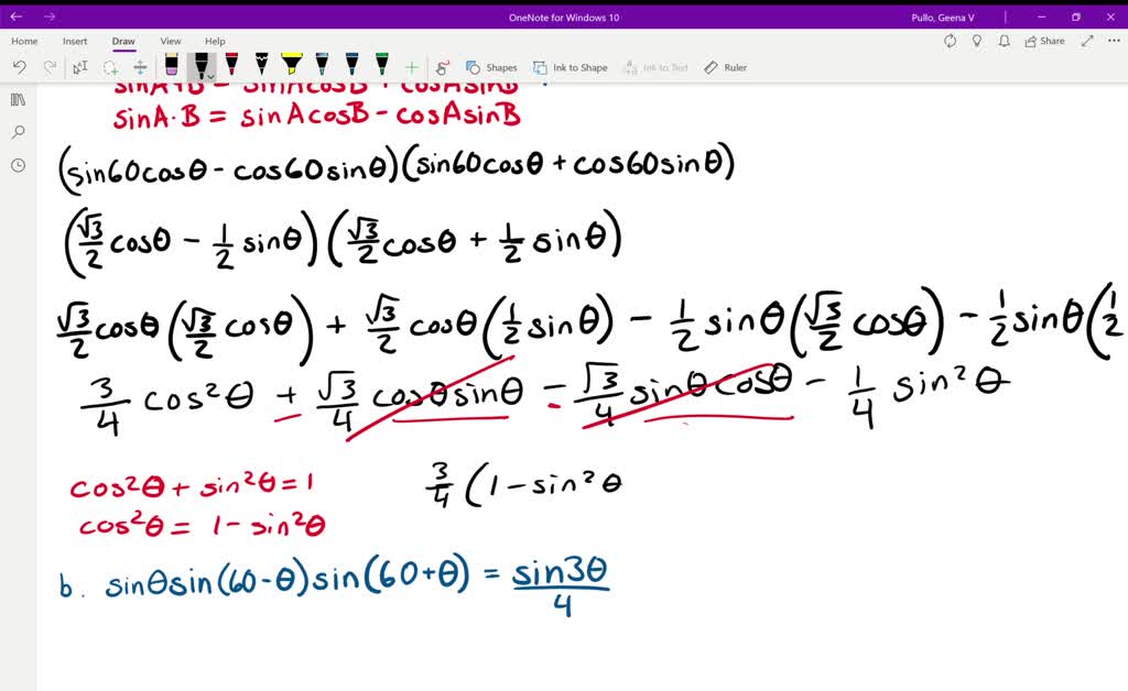 SOLVED:(a) Use two of the addition formulas from the previous section ...