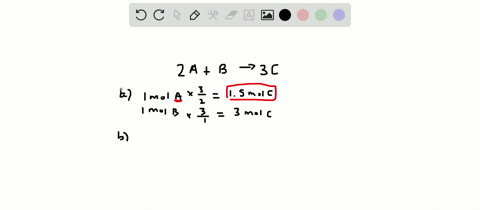 SOLVED:Consider the generic chemical reaction: 2 A+B 3 C How many moles ...