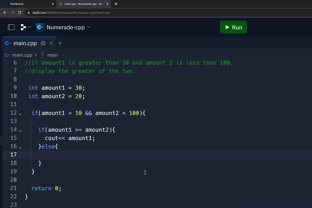 Write nested if statements that perform the following test: If amount1 ...