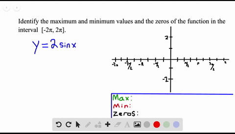 SOLVED:In Exercises 35-40 , identify the maximum and minimum values and the zeros of the ...
