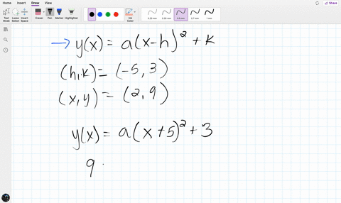 SOLVED:For the following exercises, use the vertex (h, k) and a point on the graph (x, y) to ...