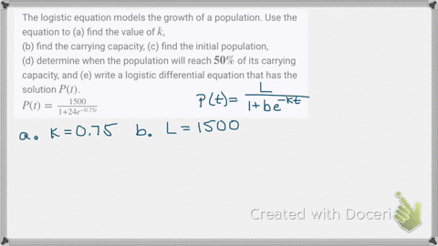SOLVED:The logistic equation models the growth of a population. Use the ...