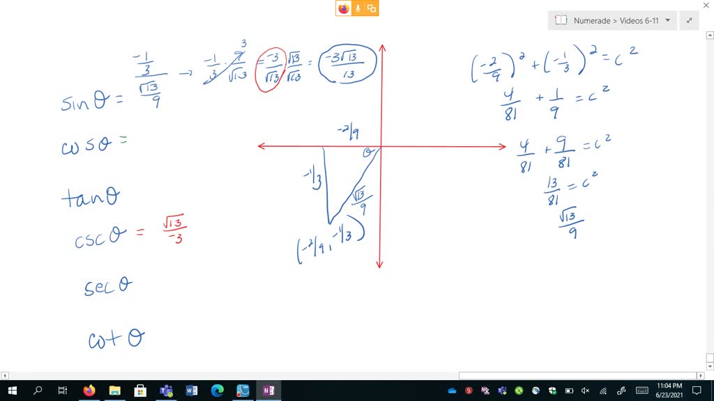 ⏩SOLVED:The terminal side of an angle θin standard position passes ...