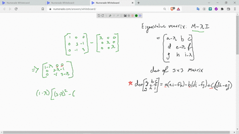 SOLVED:The sum of the eigen values of A equals to the trace of A=[ 1 0 ...