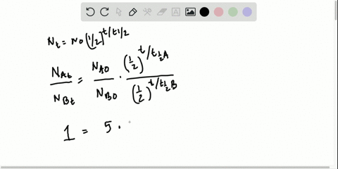 SOLVED:A sample contains radioactive atoms of two types, A and B. Initially there are five times ...