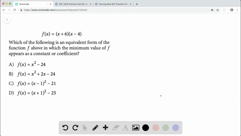 ⏩SOLVED:f(x)=(x+6)(x-4) Which of the following is an equivalent form ...