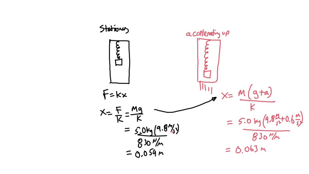 SOLVED: A spring (k=840 N/m)is hanging from the ceiling of an elevator ...