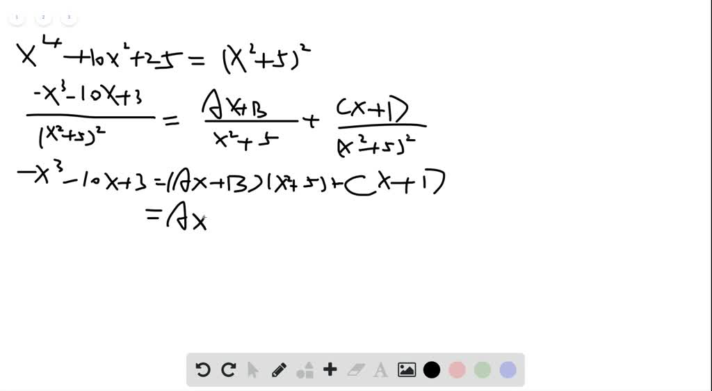 Find the partial fraction decomposition. \frac{10…