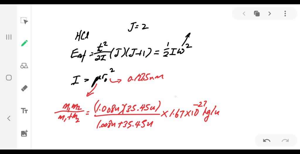 SOLVED:An HCl molecule is excited to its second rotational energy level ...