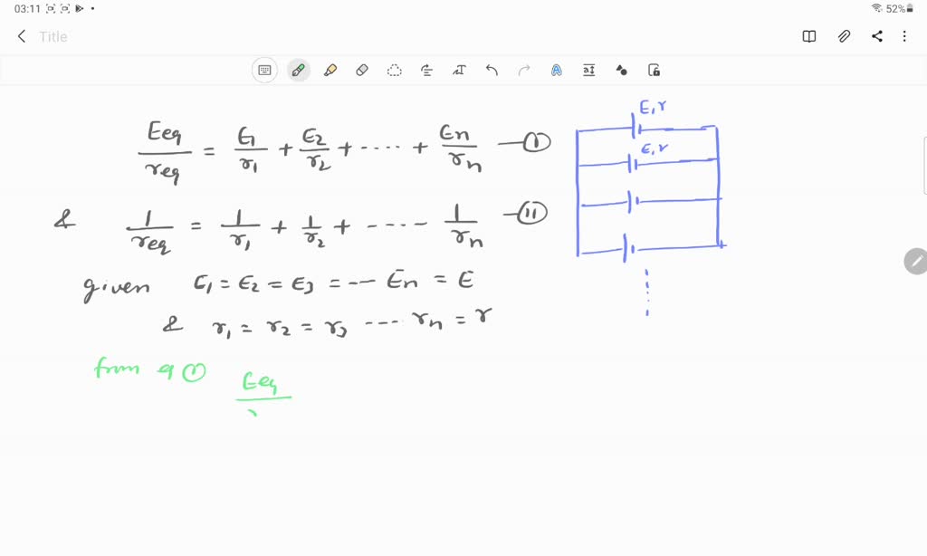 SOLVED: If N cells of each of emf Σ are connected in parallel then the ...